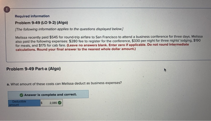 Solved Required information Problem 9-49 (LO 9-2) (Algo) | Chegg.com Solved Required information Problem 9-49 (LO 9-2) (Algo) | Chegg.com