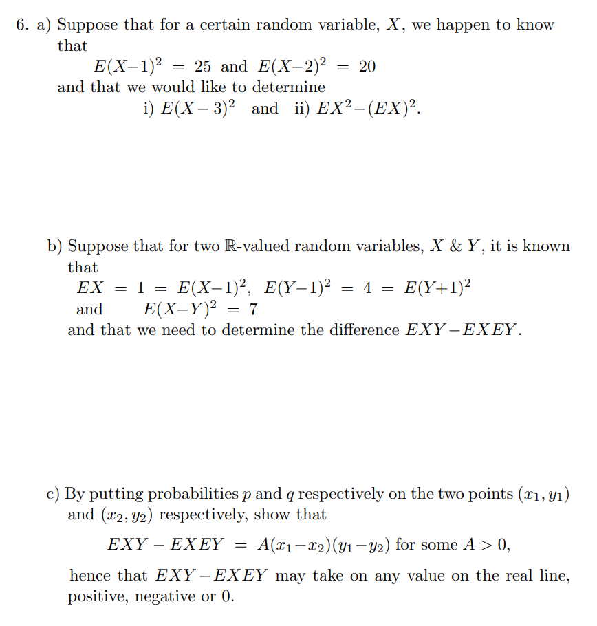 Solved a) ﻿Suppose that for a certain random variable, x, | Chegg.com