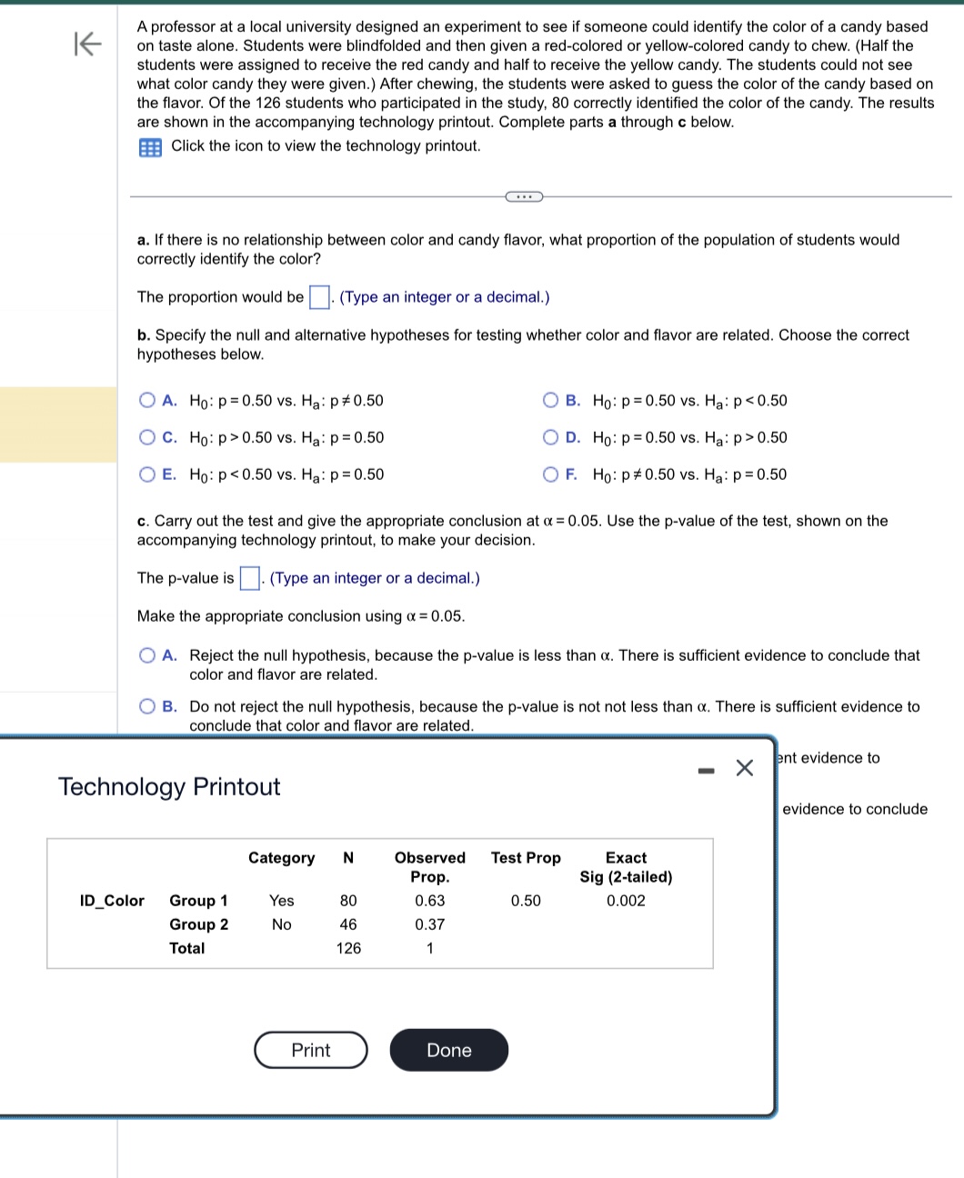 Solved B. ﻿Do not reject the null hypothesis, because the | Chegg.com