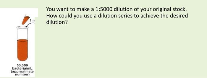 Solved You want to make a 1:5000 dilution of your original | Chegg.com