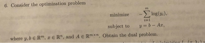 Solved 6. Consider the optimization problem minimize - | Chegg.com