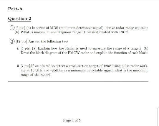 Solved Part-A Question-2 15 pts) (a) In terms of MDS | Chegg.com
