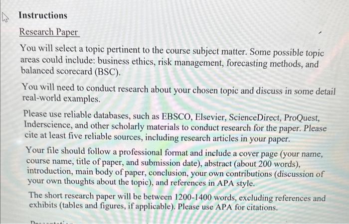 Solved Research Paper You will select a topic pertinent to | Chegg.com