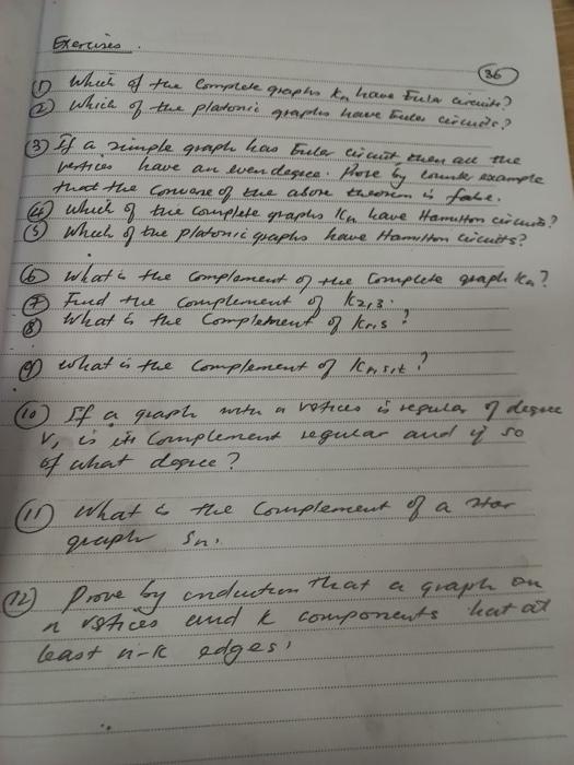 Solved Exercises. (2) Whice of the plaronic gtaplis have | Chegg.com