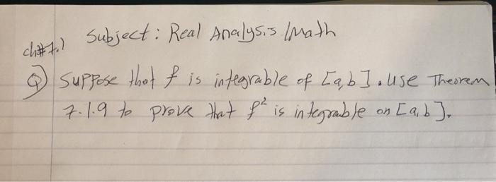 Solved Subject: Real Analysis math. chat) & suppose that f | Chegg.com