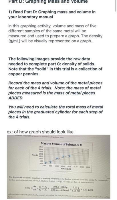 Solved Part D: Graphing Mass and Volume 1) Read Part D: | Chegg.com