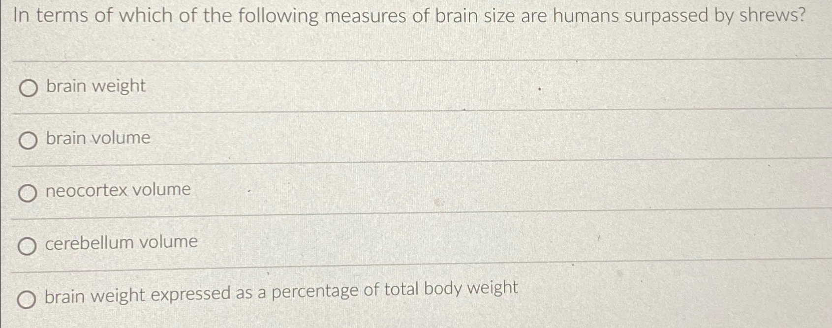 Solved In terms of which of the following measures of brain | Chegg.com