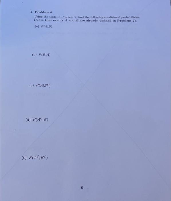 Solved (a) P(A∣B) (b) P(B∣A) (c) P(A∣BC) d) P(AC∣B) | Chegg.com