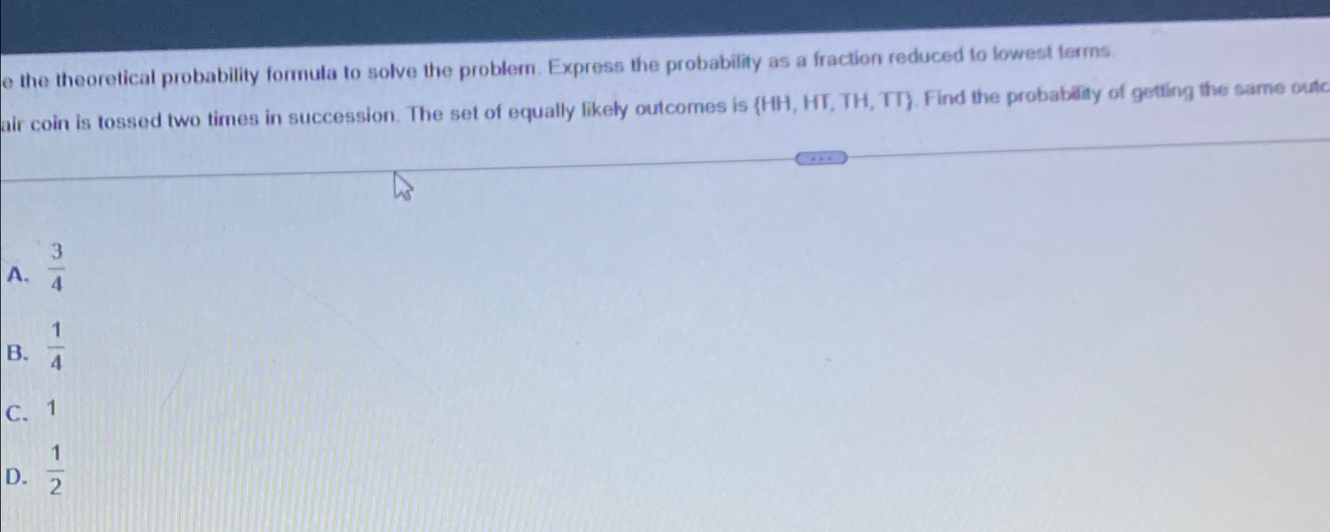 Solved Use the theoretical probability formula to solve the | Chegg.com