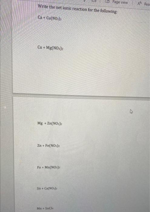 Solved Write the net ionic reaction for the following: | Chegg.com