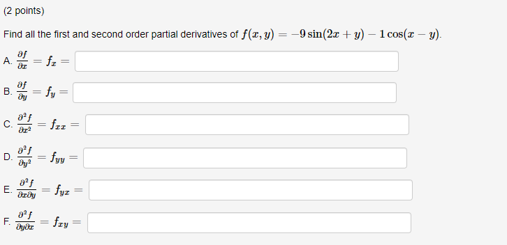 Solved (2 ﻿points)Find all the first and second order | Chegg.com
