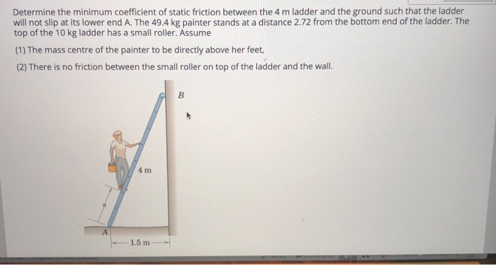 Solved Determine the minimum coefficient of static friction | Chegg.com