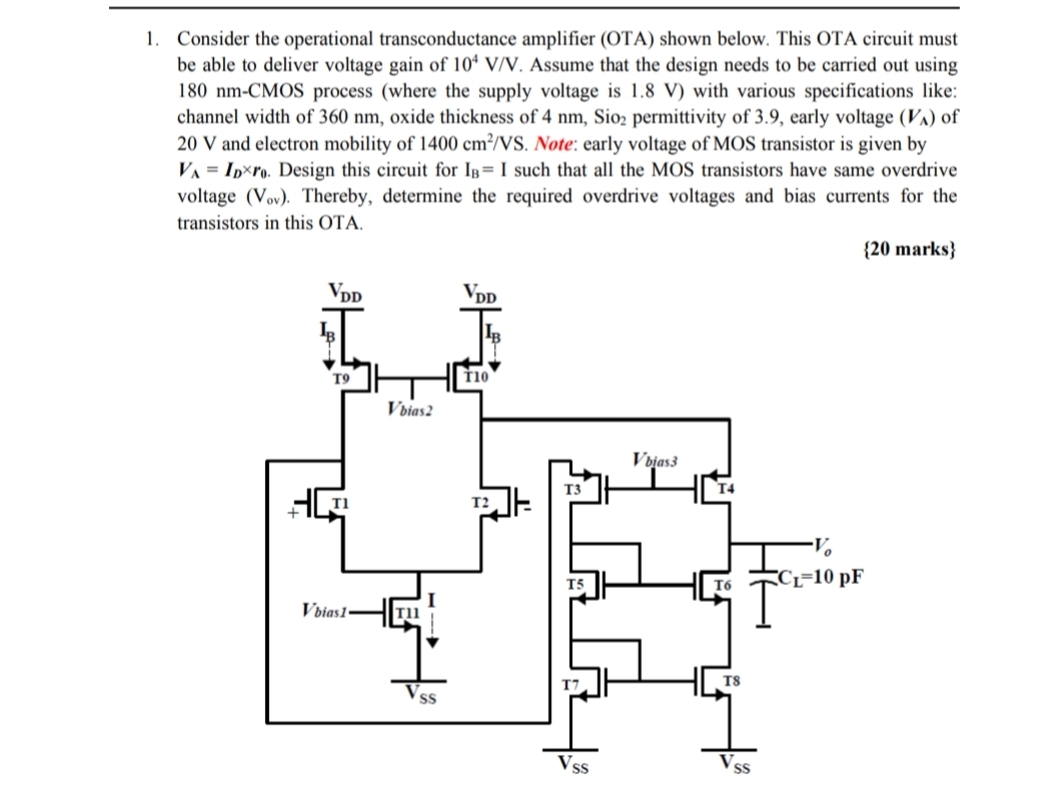 Solved Consider the operational transconductance amplifier | Chegg.com
