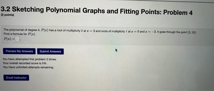 Solved 3.2 Sketching Polynomial Graphs and Fitting Points: | Chegg.com