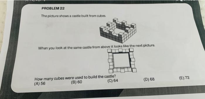 Solved The picture shows a castle built from cubes. When you | Chegg.com