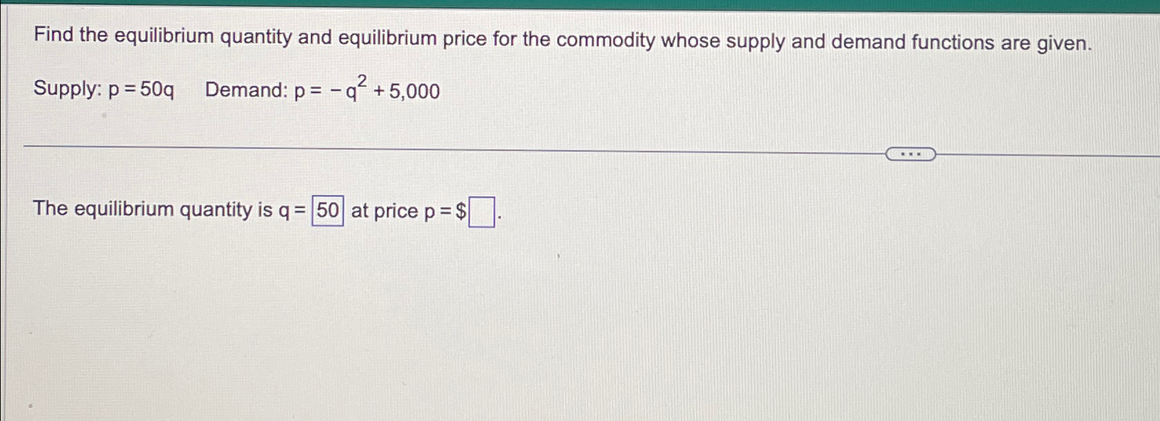 Solved Find the equilibrium quantity and equilibrium price | Chegg.com