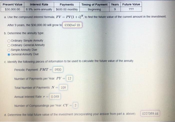 Solved Present Value Interest Rate Payments Timing of | Chegg.com
