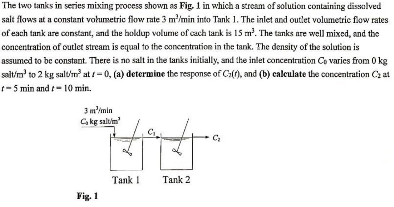 Solved The two tanks in series mixing process shown as Fig. | Chegg.com
