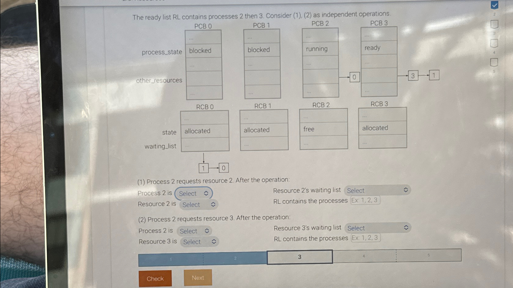 Solved The ready list RL contains processes 2 ﻿then 3 . | Chegg.com