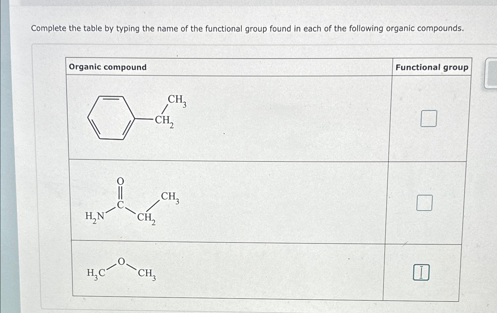 Solved Complete the table by typing the name of the | Chegg.com