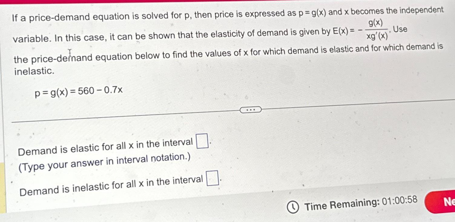 Solved If a price-demand equation is solved for p, ﻿then | Chegg.com