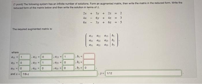 Solved (I pont) The following system has an infinite number | Chegg.com