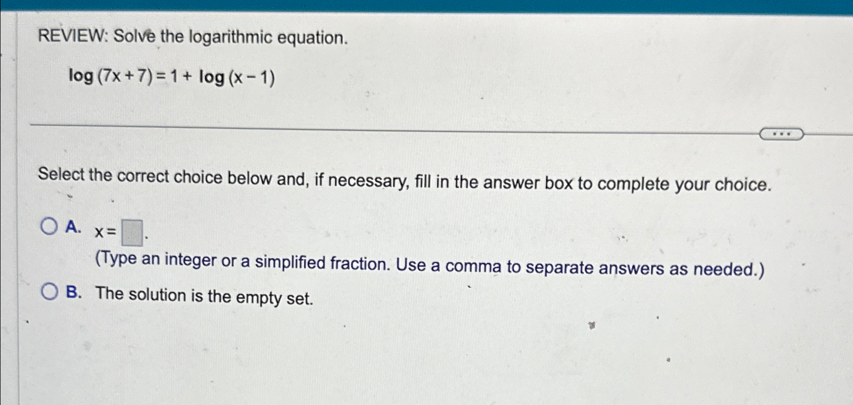 Solved REVIEW: Solve the logarithmic | Chegg.com