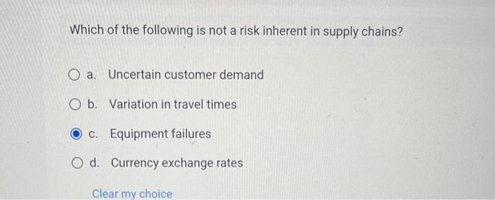 Solved Which of the following is not a risk inherent in | Chegg.com