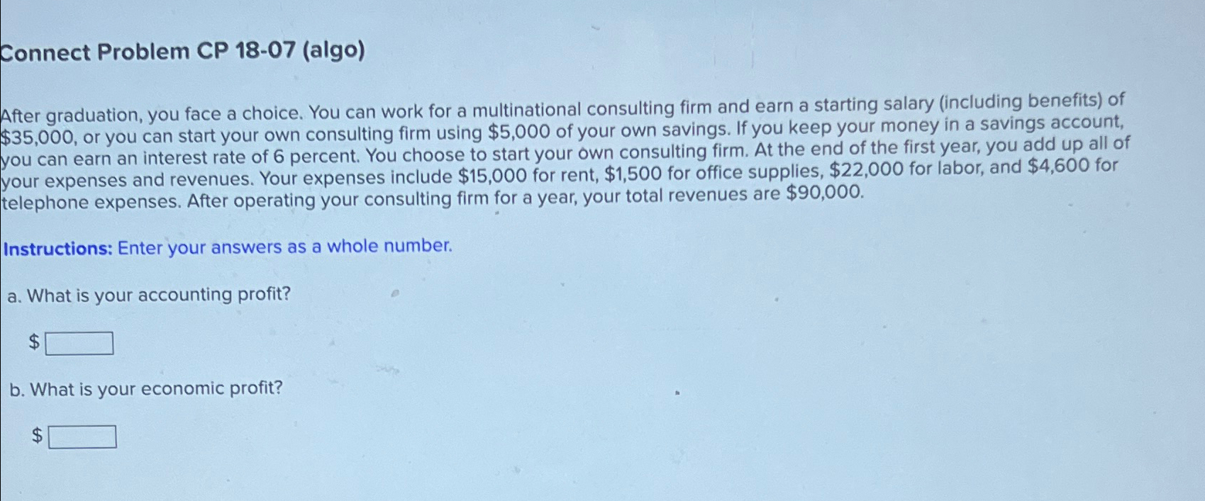 Solved Connect Problem CP 18-07 (algo)After graduation, you | Chegg.com