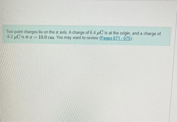 Solved Two point charges lie on the x axis. A charge of | Chegg.com