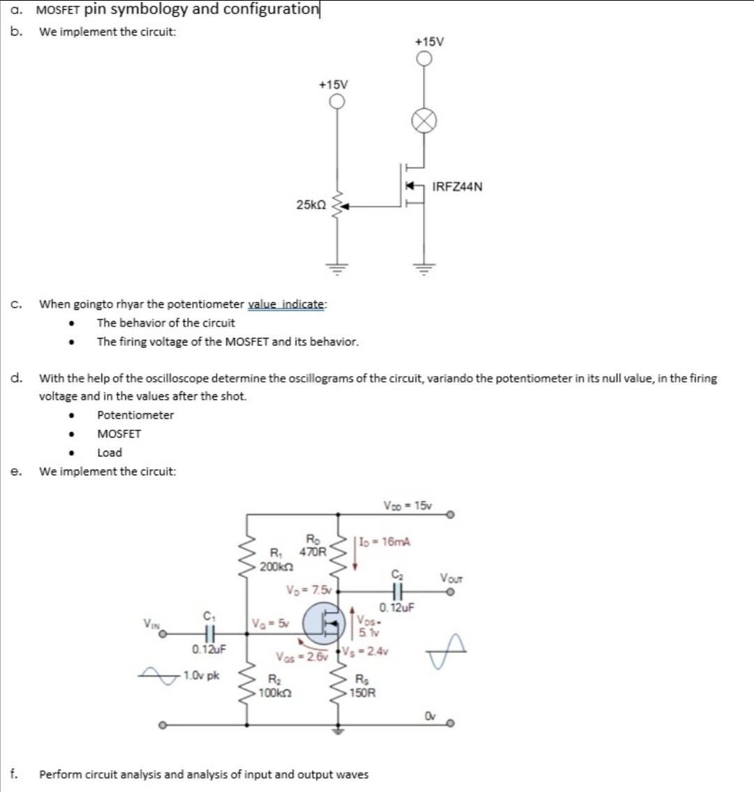 Solved a. MOSFET pin symbology and configuration b. We | Chegg.com