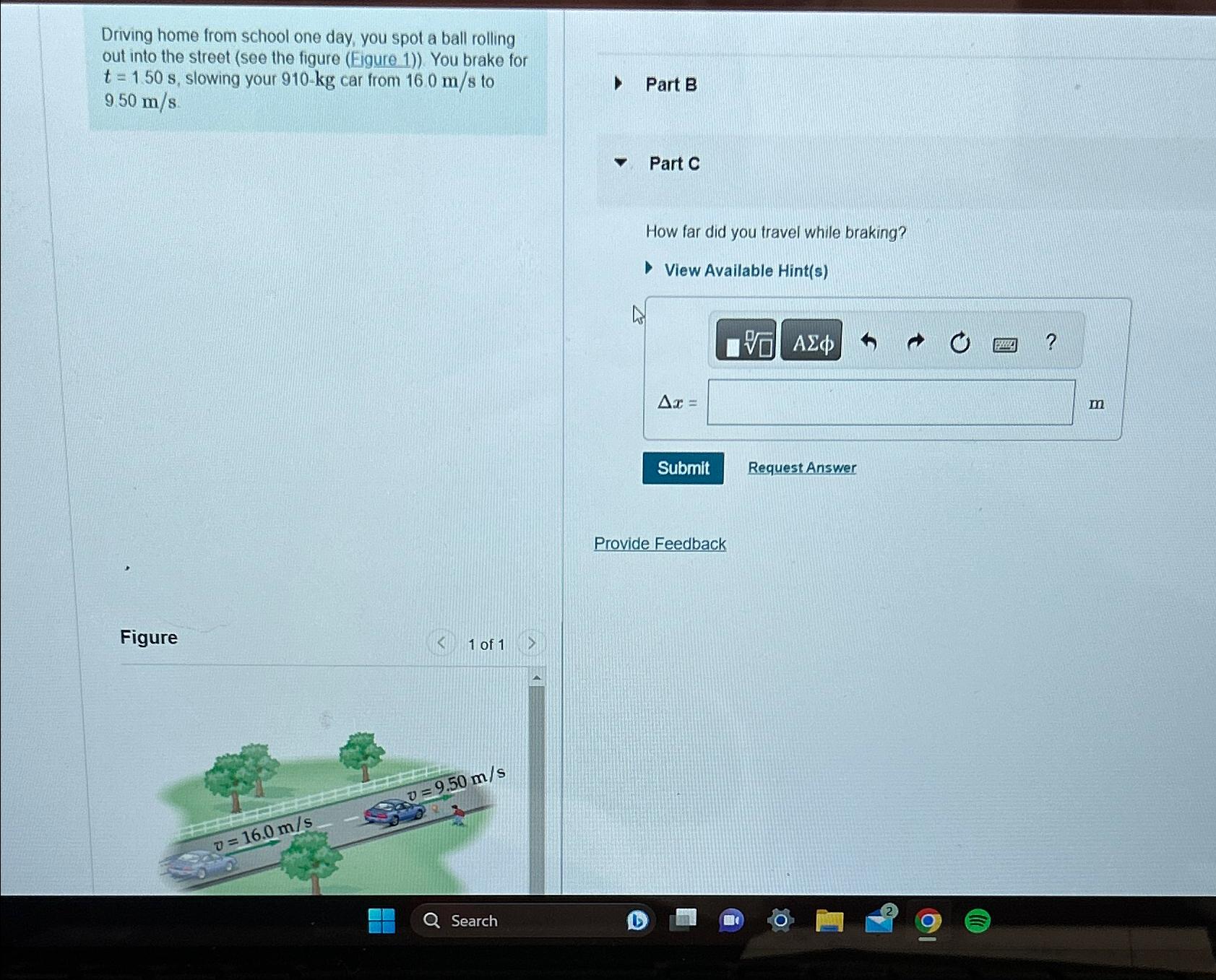 Solved Driving home from school one day, you spot a ball | Chegg.com