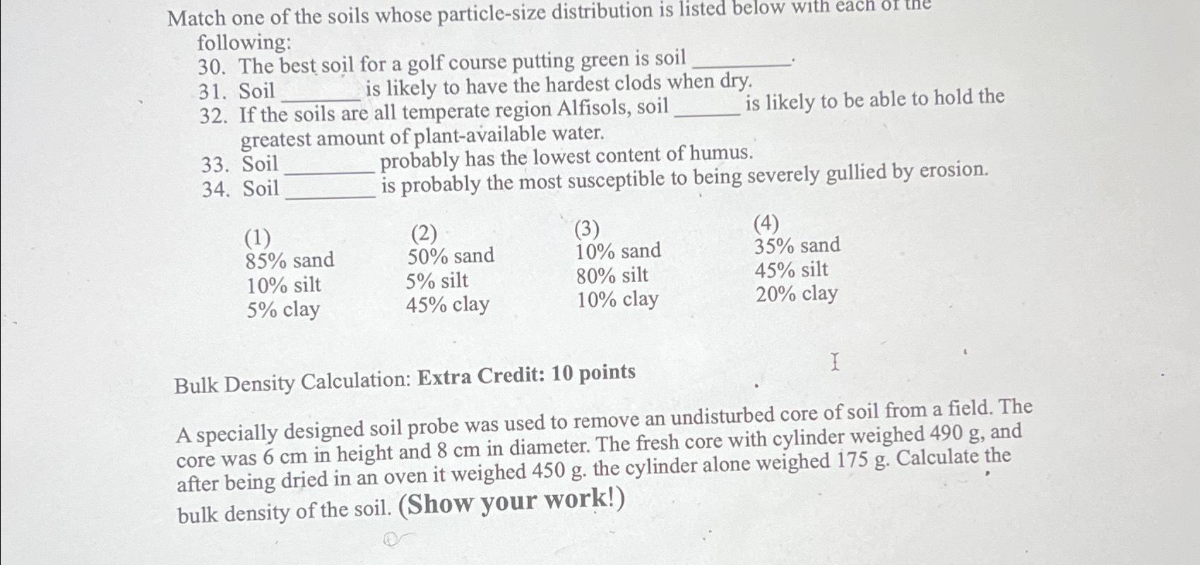 Solved Match one of the soils whose particle-size | Chegg.com