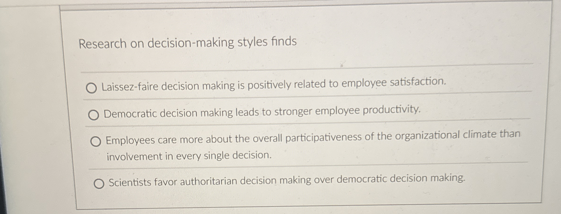 Solved Research on decision-making styles | Chegg.com