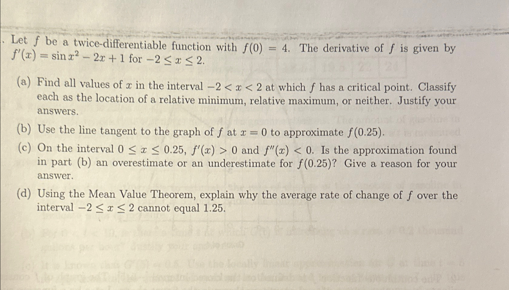 Solved Let F ﻿be A Twice Differentiable Function With