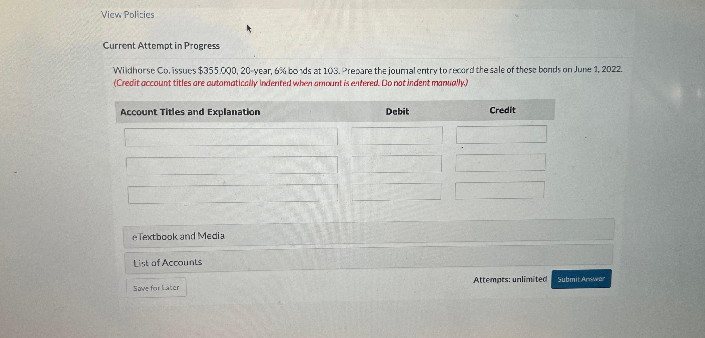 Solved View Policies\\nCurrent Attempt in | Chegg.com