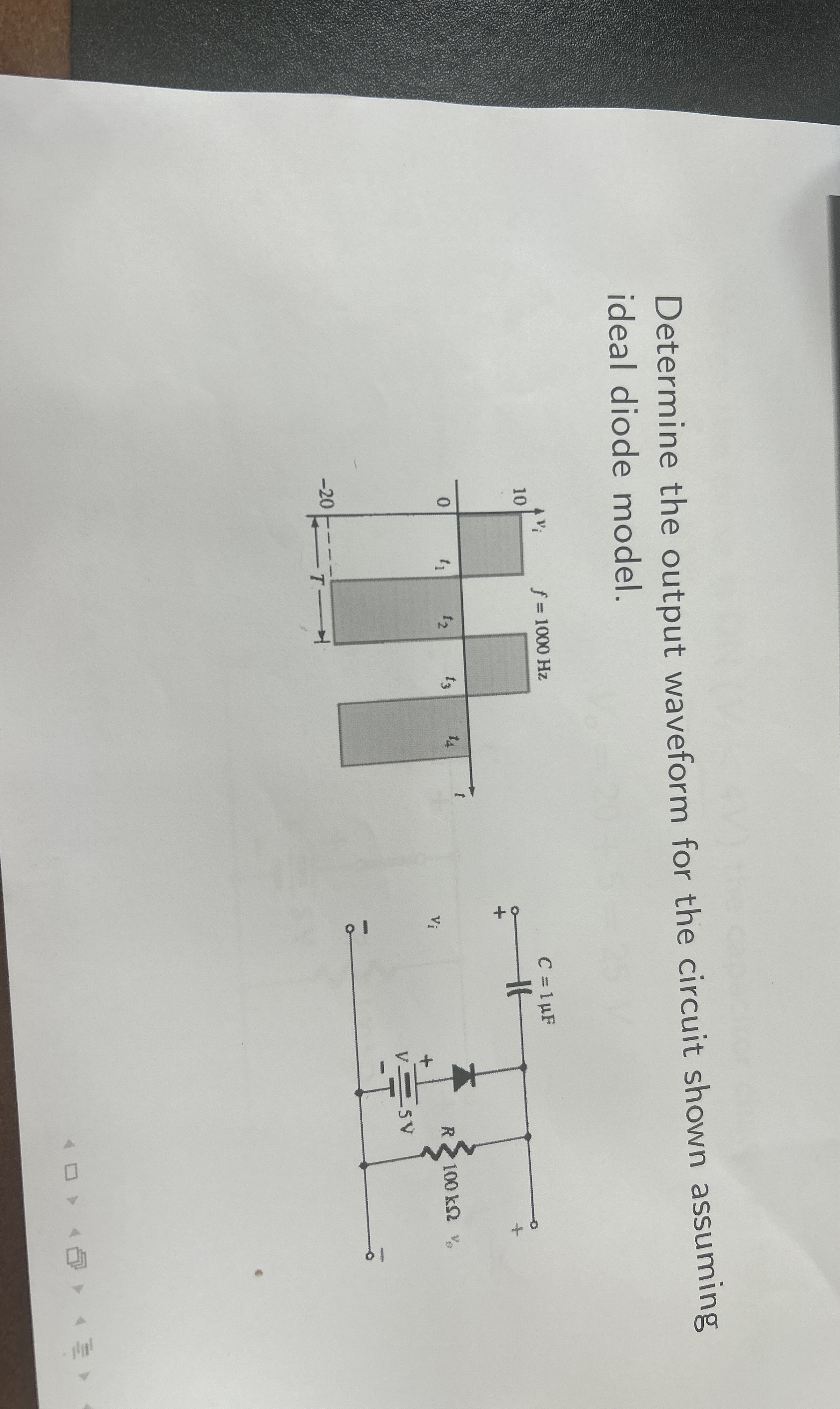 Solved Determine the output waveform for the circuit shown | Chegg.com