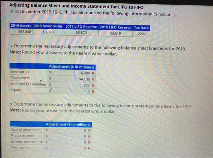 Solved Adjusting Balance Sheet and Income Statement for LIFO | Chegg.com