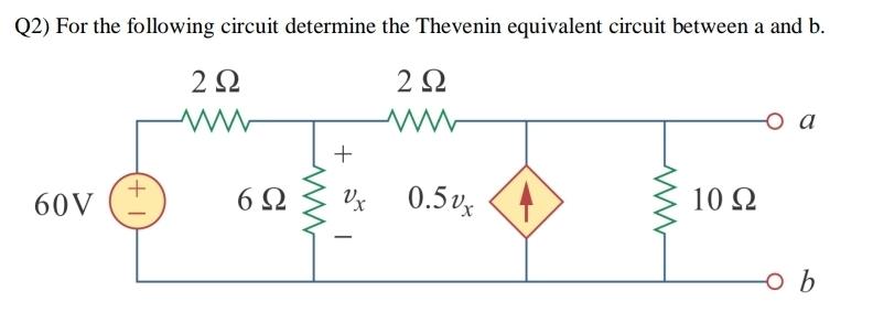 Solved Q2) ﻿For the following circuit determine the Thevenin | Chegg.com
