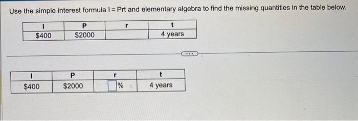 Solved Use the simple interest formula I = Prt and | Chegg.com