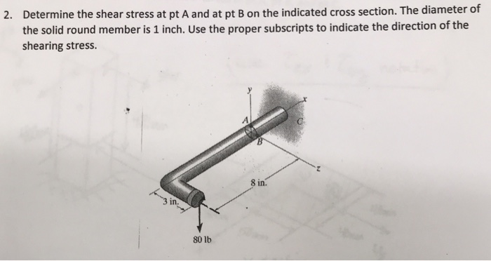Solved 2. Determine the shear stress at pt A and at pt B on | Chegg.com