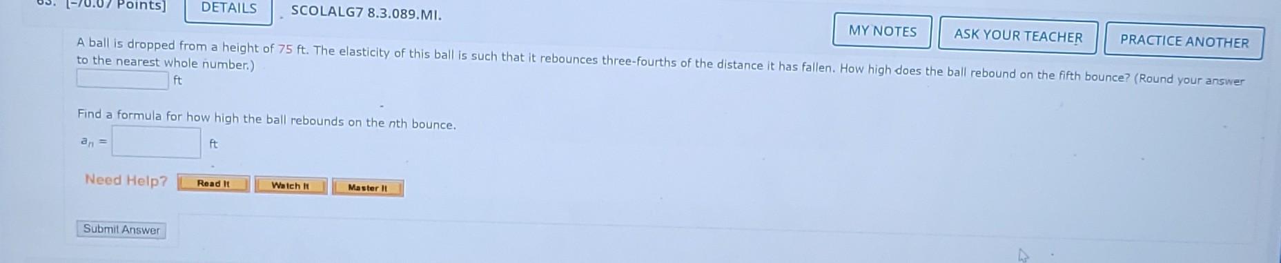 Solved Points) DETAILS SCOLALG7 8.3.089.MI. MY NOTES ASK | Chegg.com