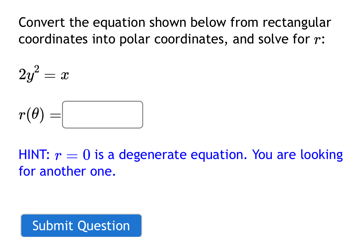 Solved Convert the equation shown below from rectangular | Chegg.com