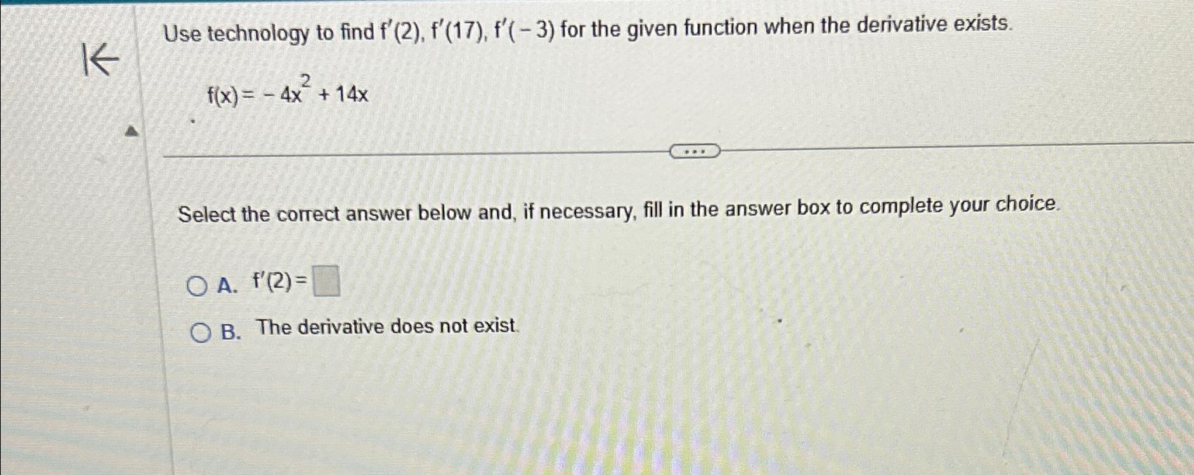 Solved Use technology to find f'(2),f'(17),f'(-3) ﻿for the | Chegg.com