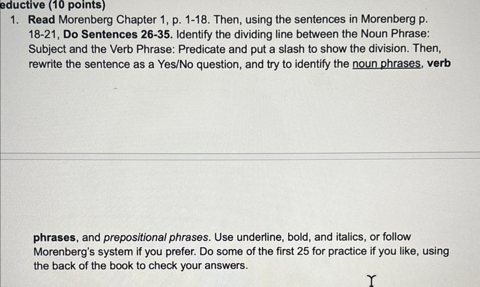 eductive (10 ﻿points)Read Morenberg Chapter 1, | Chegg.com