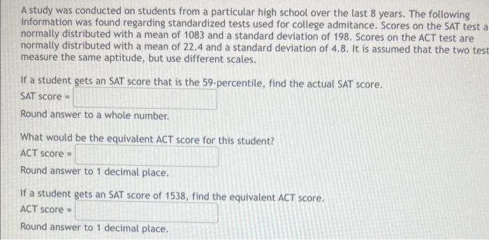 Solved A study was conducted on students from a particular | Chegg.com