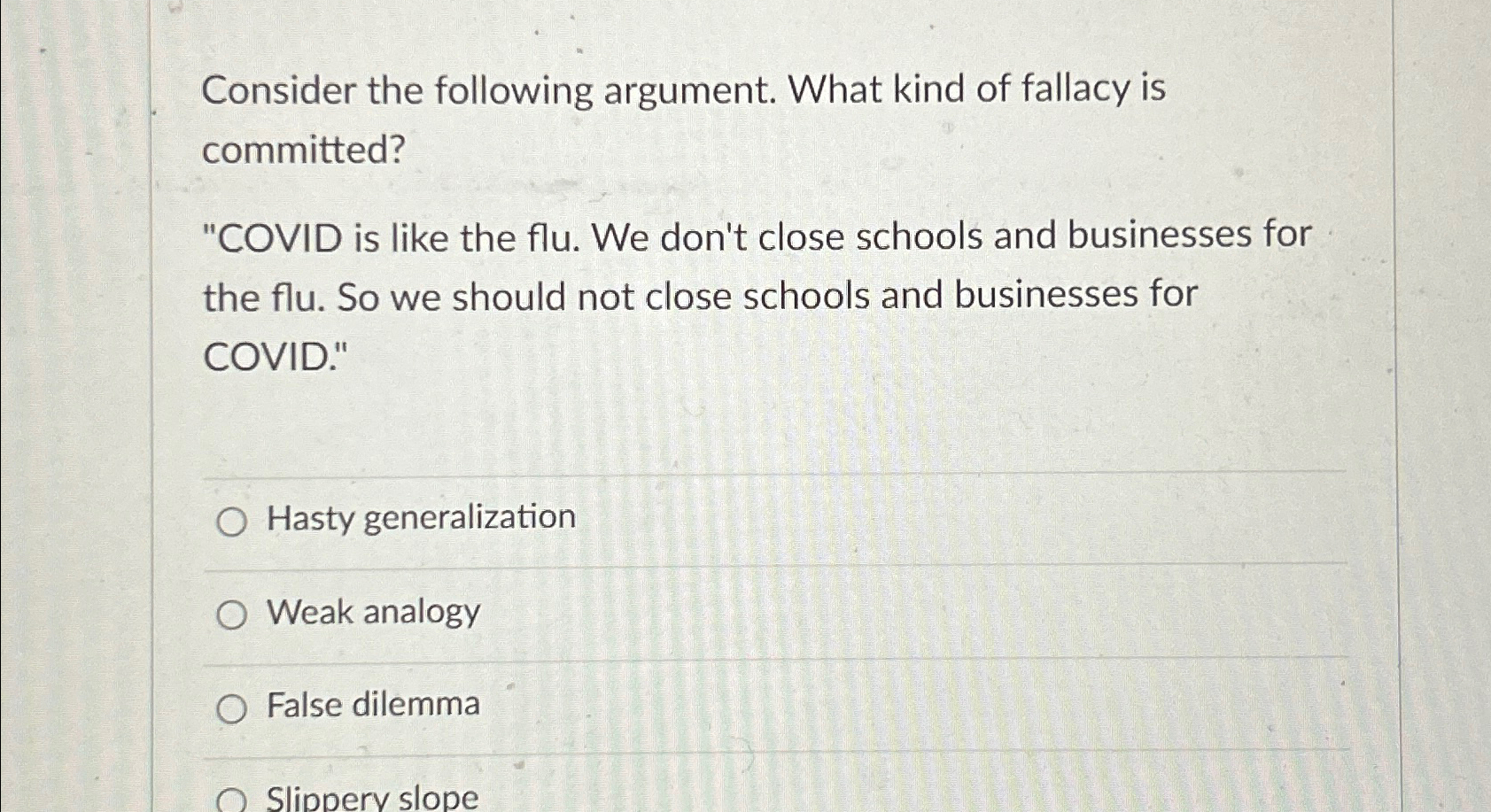 Solved Consider the following argument. What kind of fallacy | Chegg.com