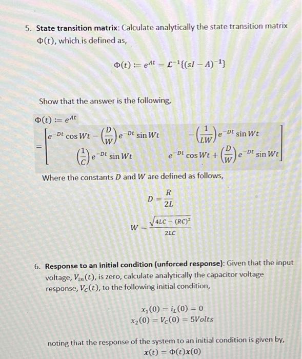 Solved 5 State Transition Matrix Calculate Analytically