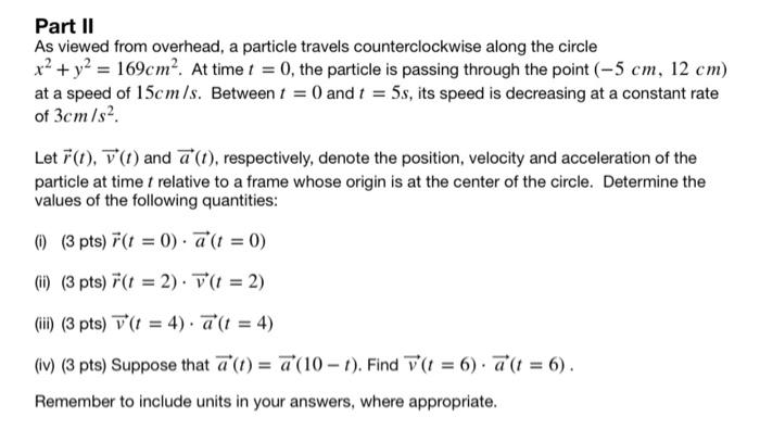 Solved Part II As viewed from overhead, a particle travels | Chegg.com