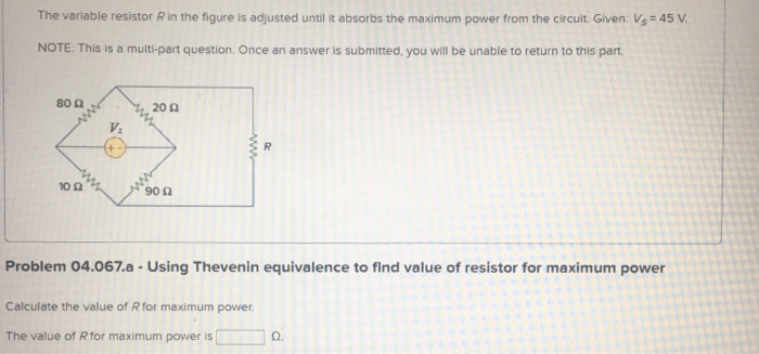 Solved The variable resistor R in the figure is adjusted | Chegg.com